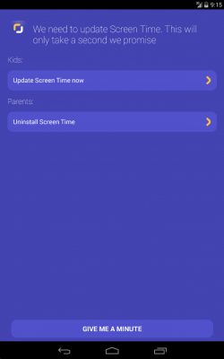 New update screen on kid's devices - Screen Time