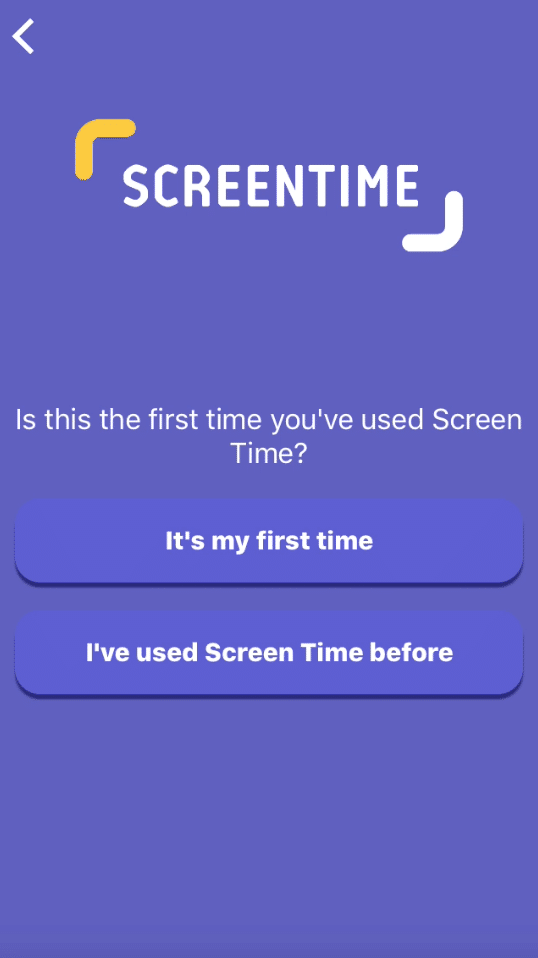 Initial set up screens on iPad or iPhone - Screen Time