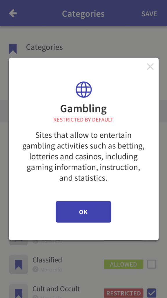 What are the Web Filtering categories? - Screen Time
