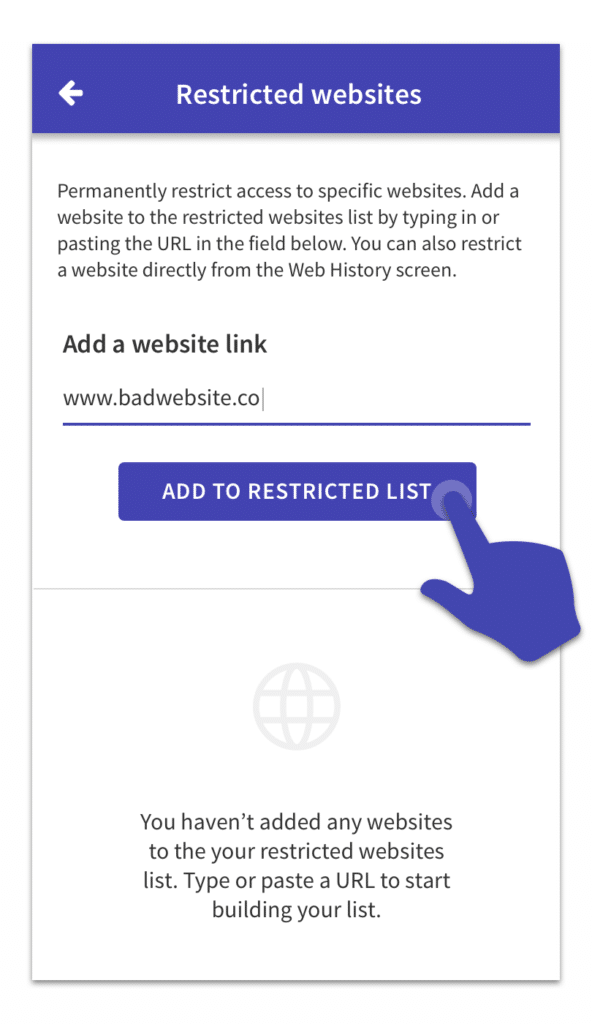 How do I add a restricted website? - Screen Time